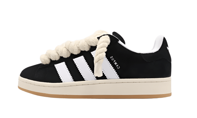ADIDAS CAMPUS 00S BLACK NOIR W/ BEIGE ROPE LACES - Rdrop